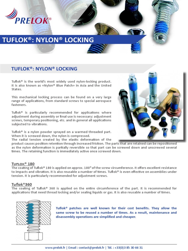 Tuflok Nylon Locking Datasheet | PDF | Screw | Nut (Hardware)