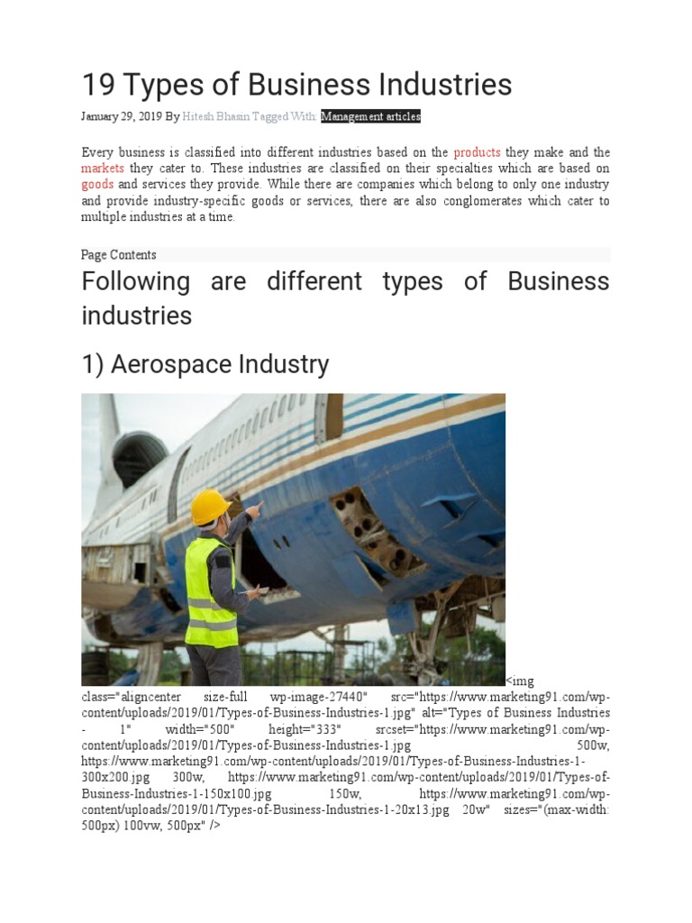 19 Types of Business Industries | PDF | Websites | Pharmaceutical Industry