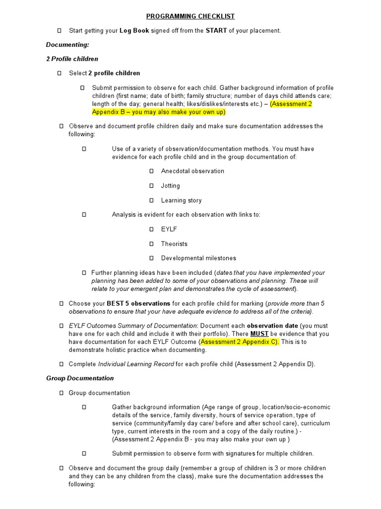 PROGRAMMING CHECKLIST-Student Connect | PDF | Behavior Modification ...