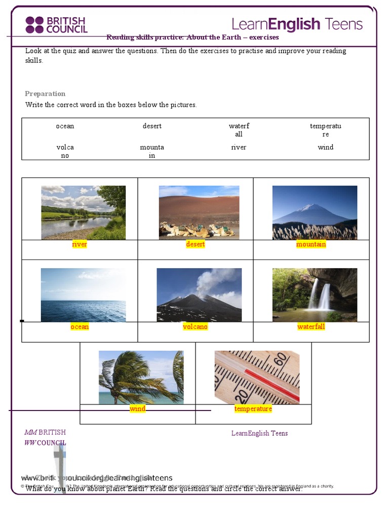 Earth Facts Quiz and Exercises | PDF | Mountains | Desert