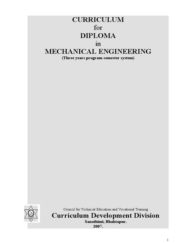 CURRICULUM Mechanical Engineering Ctevt | PDF | Trigonometric Functions ...