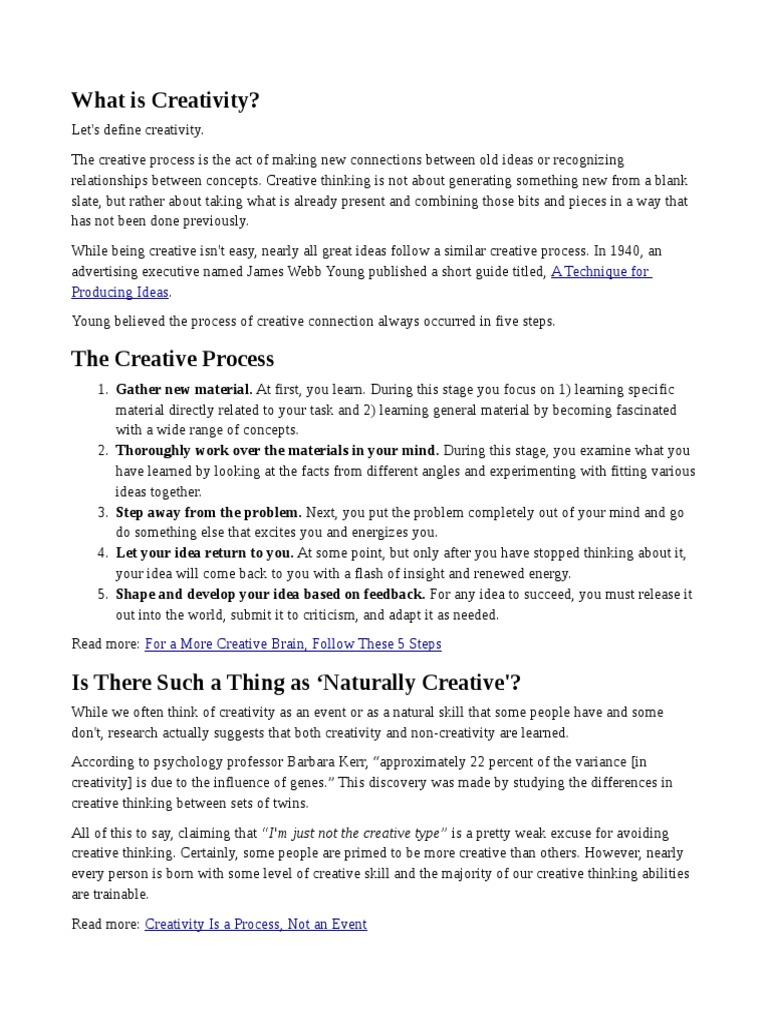 What Is Creativity?: A Technique For Producing Ideas | PDF | Idea ...