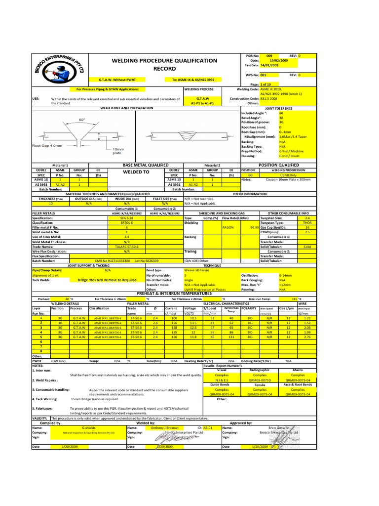 Welding Procedure Qualification Record: Welded To | PDF | Welding ...