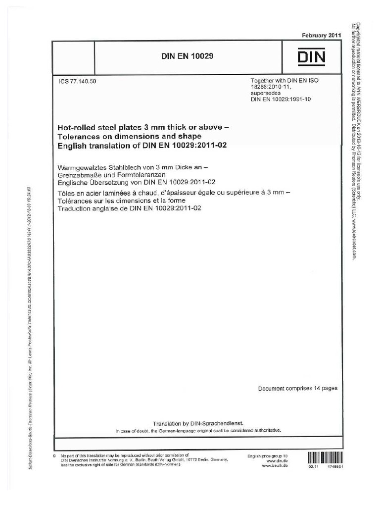 Din en 10029 PDF | PDF