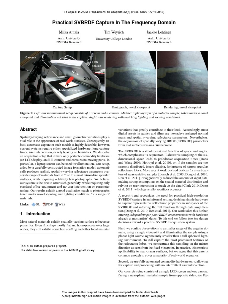 Practical SVBRDF Capture in The Frequency Domain | PDF | Fourier ...