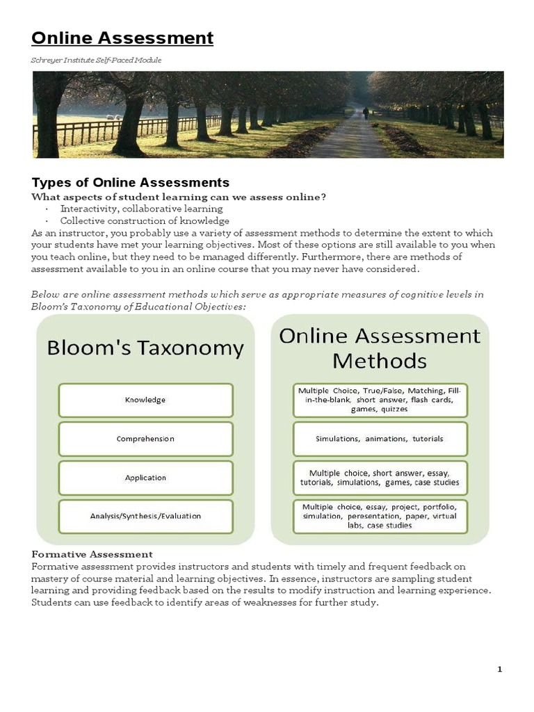 Online Assessment: Types of Online Assessments | PDF | Educational ...