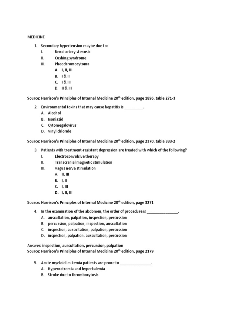 PLE 2019 - Medicine Questions and Answer Key | PDF | Myocardial ...