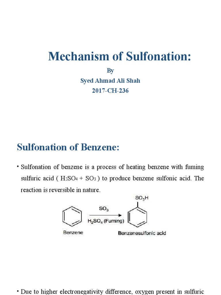 Mechanism of Sulfonation | PDF