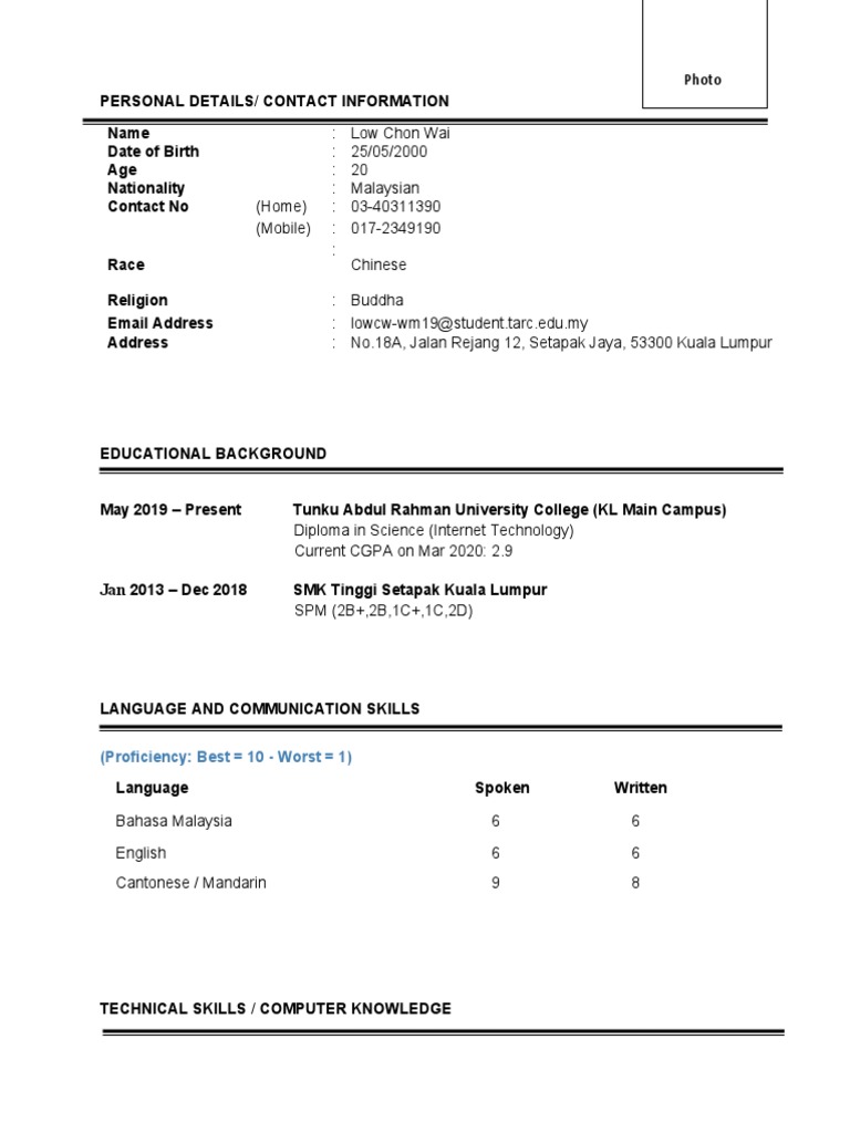 DCO - Sample CV For Diploma Student | PDF | Computer Programming | Web ...
