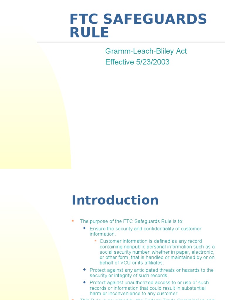 FTC Safeguards Rule | PDF | Gramm–Leach–Bliley Act | Federal Trade ...