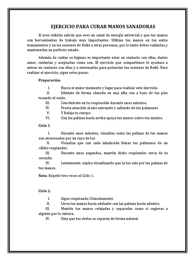 Ejercicio para Curar Manos Sanadoras | PDF | Naturaleza