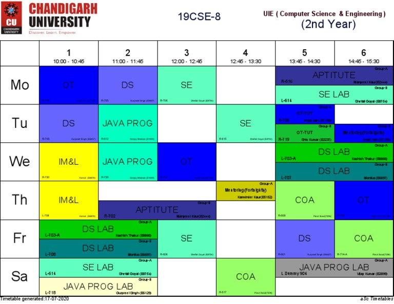 UIE Computer Science Timetable | PDF