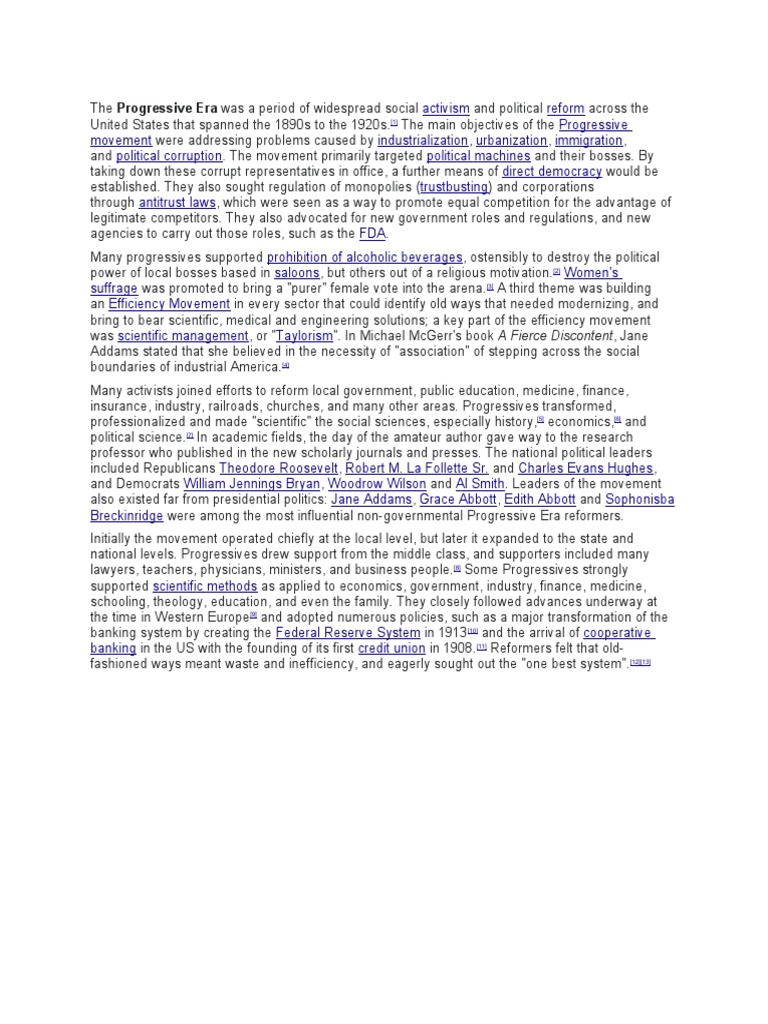 Progressive Era reforms target political machines and monopolies | PDF ...