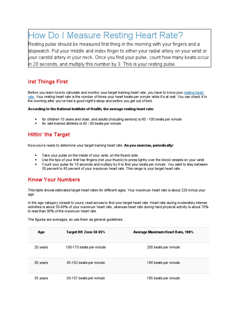 How Do I Measure Resting Heart Rate | PDF | Heart Rate | Pulse