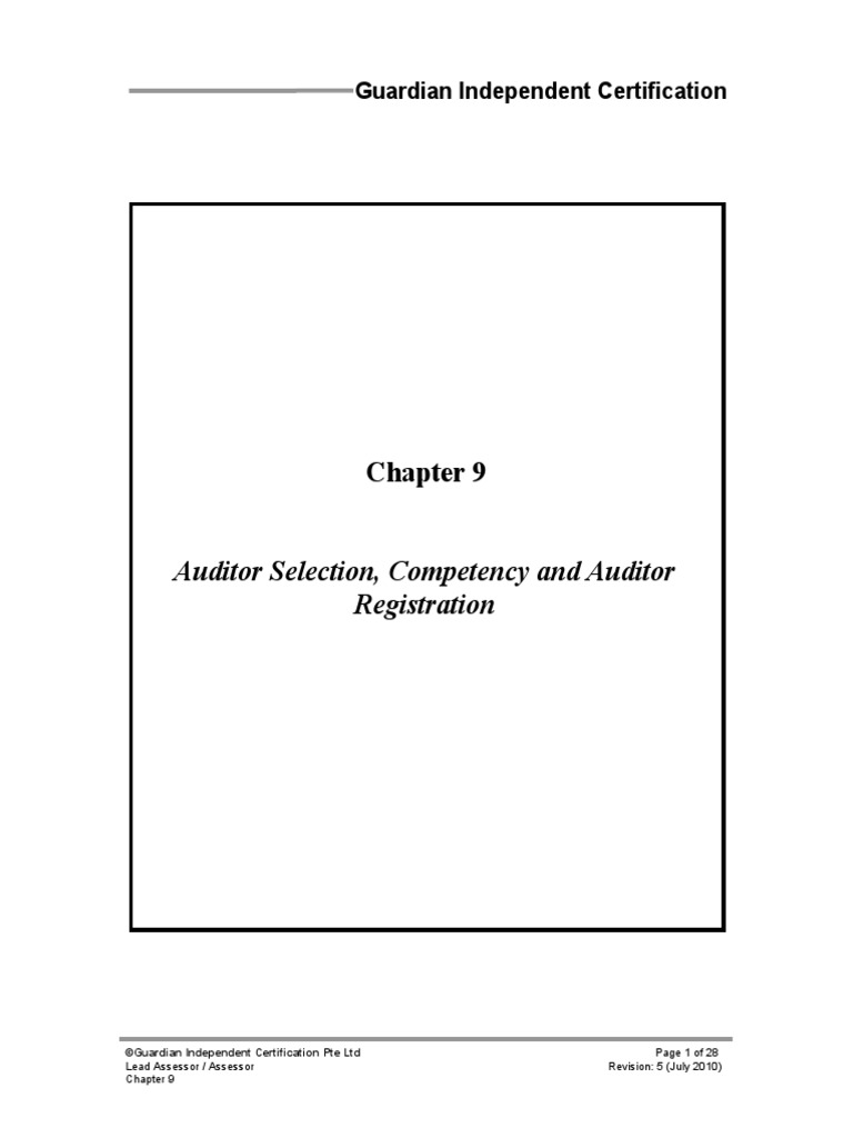 Auditor Selection, Competency and Auditor Registration: Guardian ...