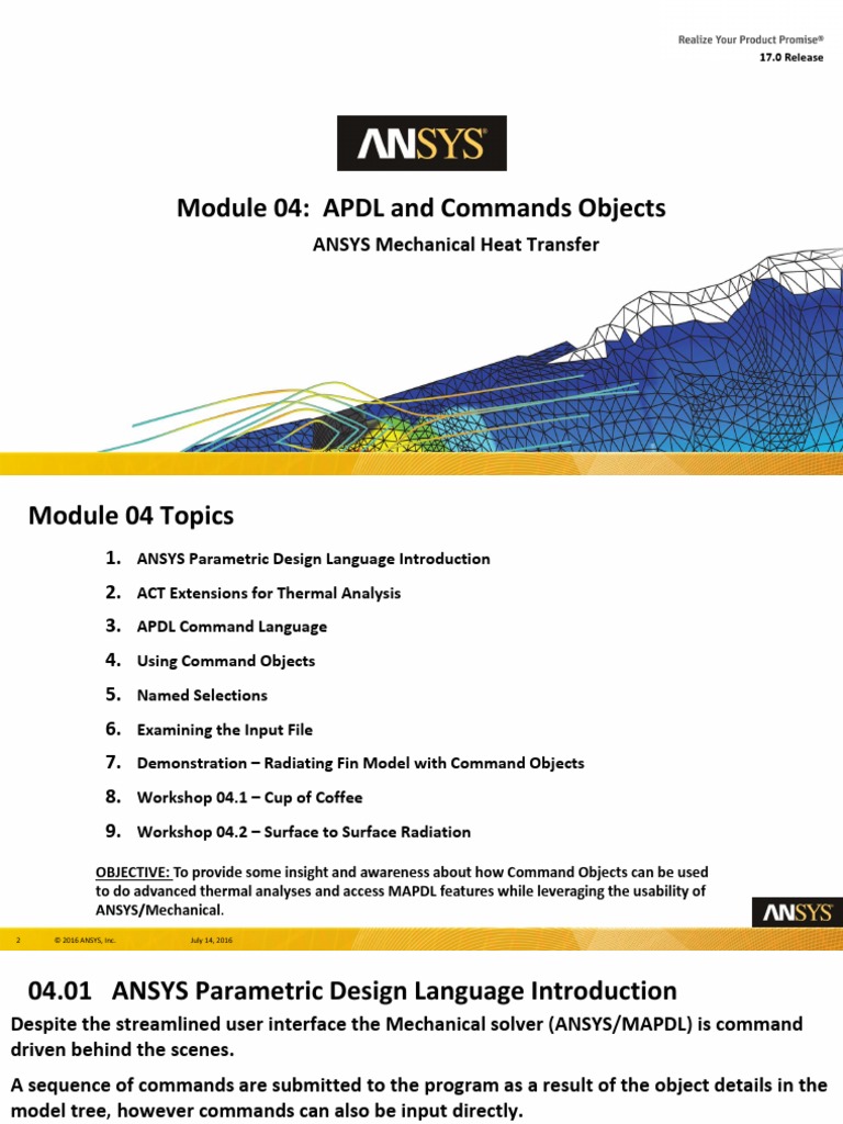 Mech HeatTransfer 17.0 M04 APDL and Command Objects | PDF | Parameter ... Mech HeatTransfer 17.0 M04 APDL and Command Objects | PDF | Parameter ...