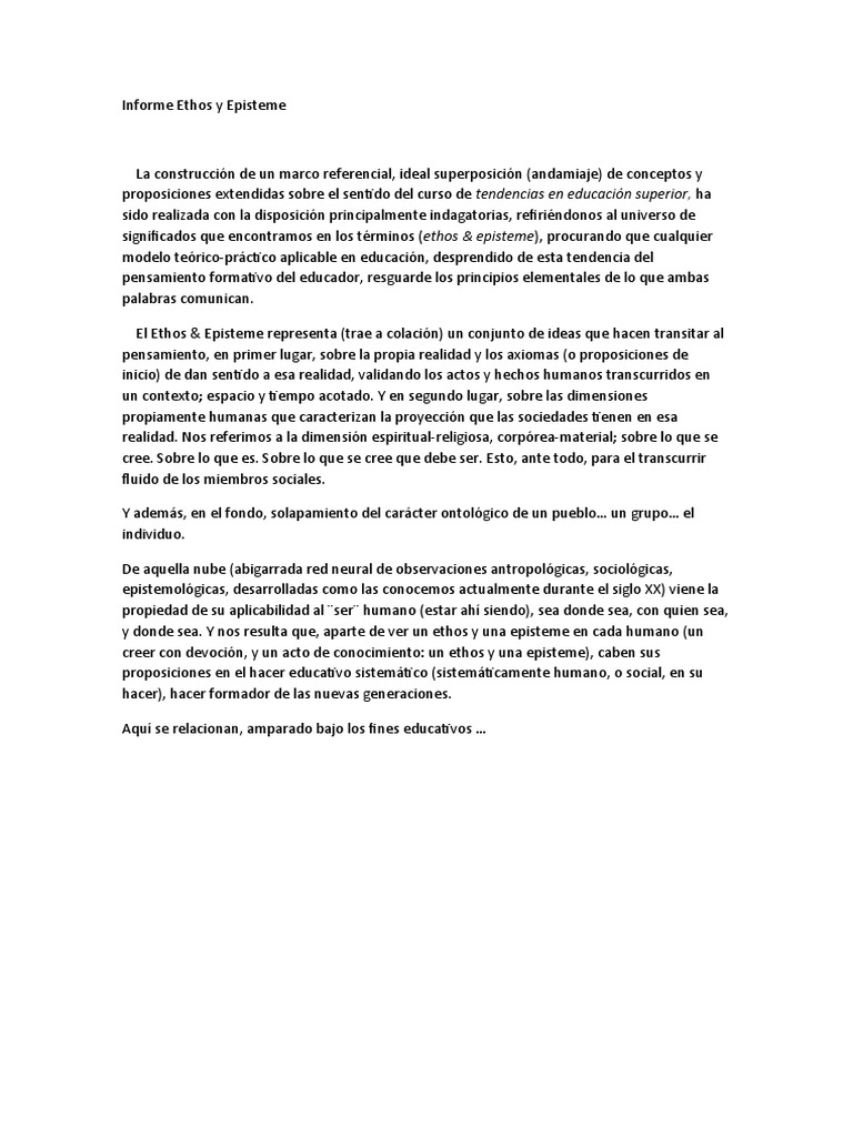 Ethos y Episteme en Educación Superior | PDF | Filosofía
