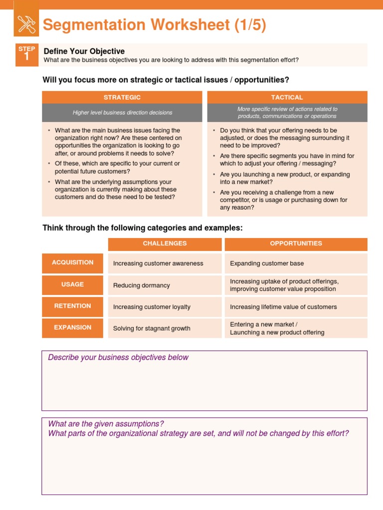 Segmentation Worksheet | PDF | Market Segmentation | Market (Economics)