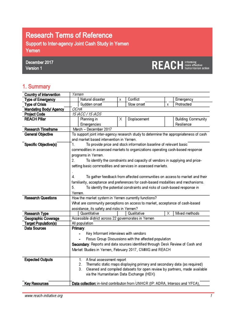 Research Terms of Reference: 1. Summary | PDF | Monitoring And ...