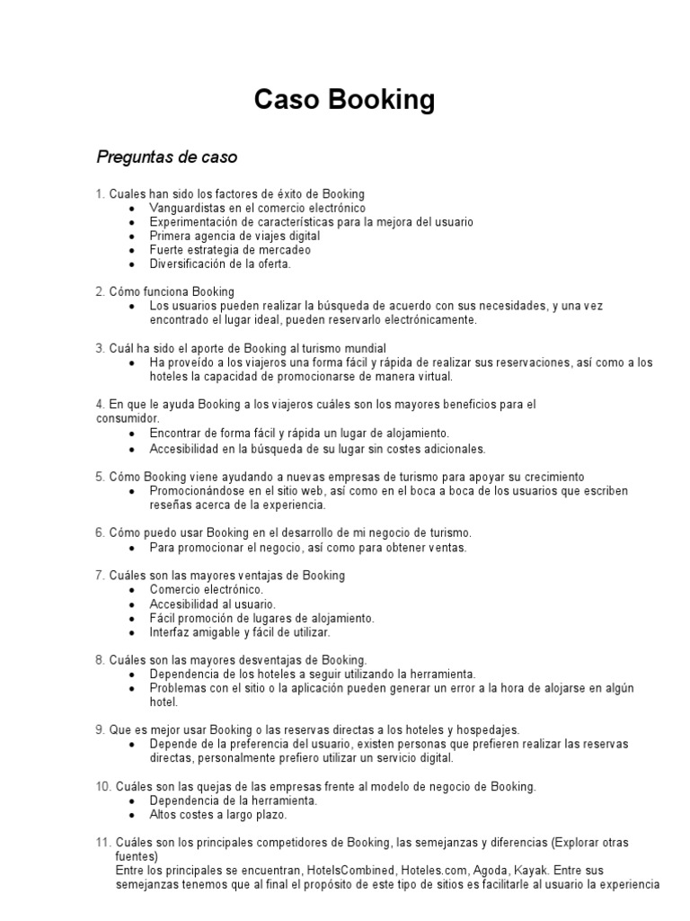 Caso Booking | PDF | Turismo | Hotel