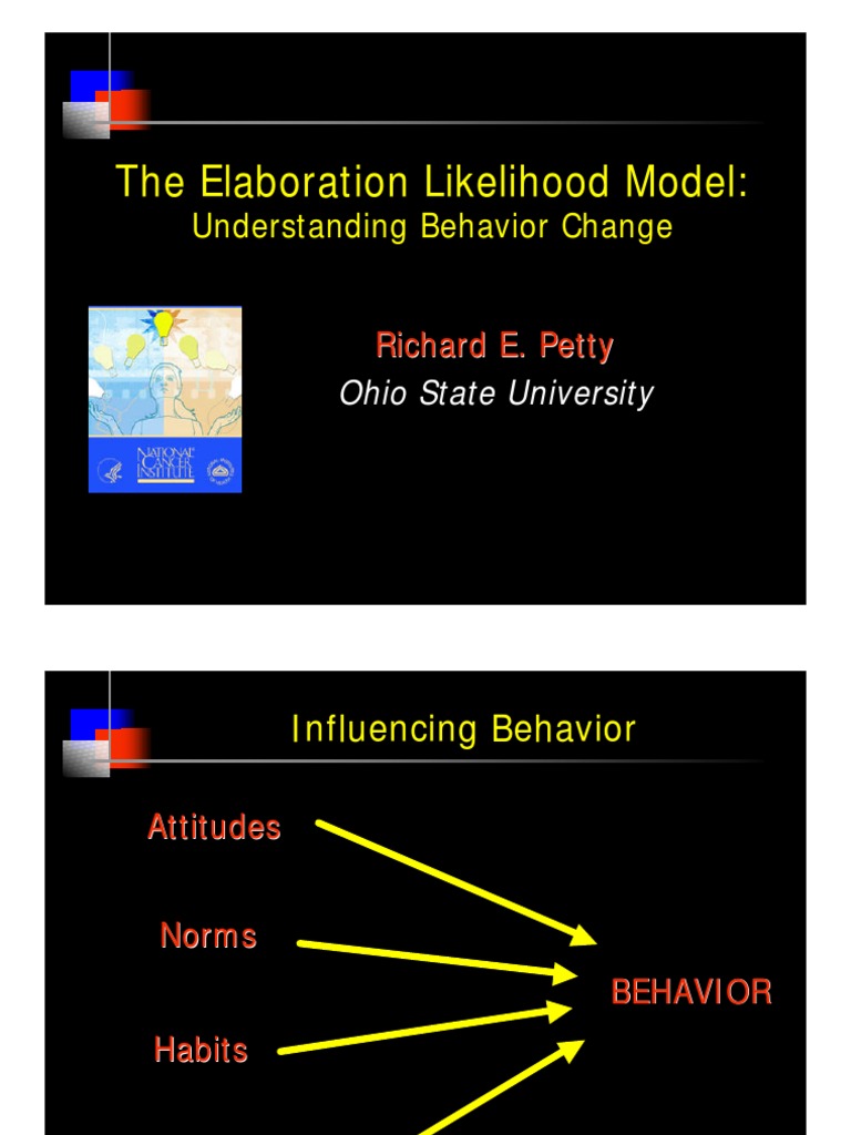 The Elaboration Likelihood Model:: Understanding Behavior Change | PDF | Attitude (Psychology ...