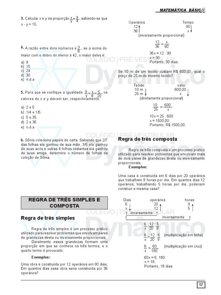 Regra de Três Simples e Composta | PDF | Ensino de Matemática | Science