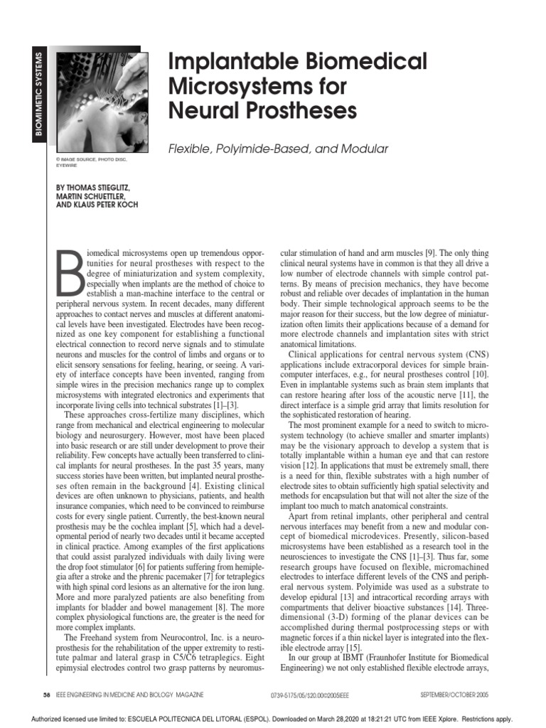 Implantable Biomedical Microsystems For Neural Prostheses: Flexible ...