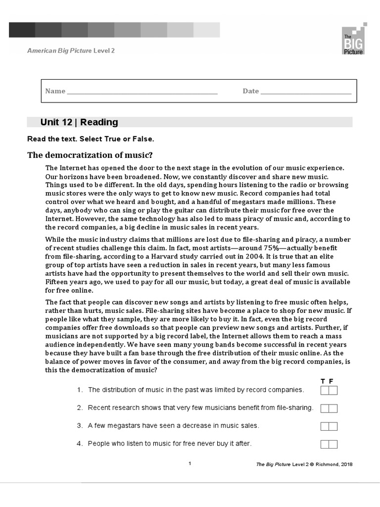 Workbook Unit 12 | PDF | Music Industry | Mass Media