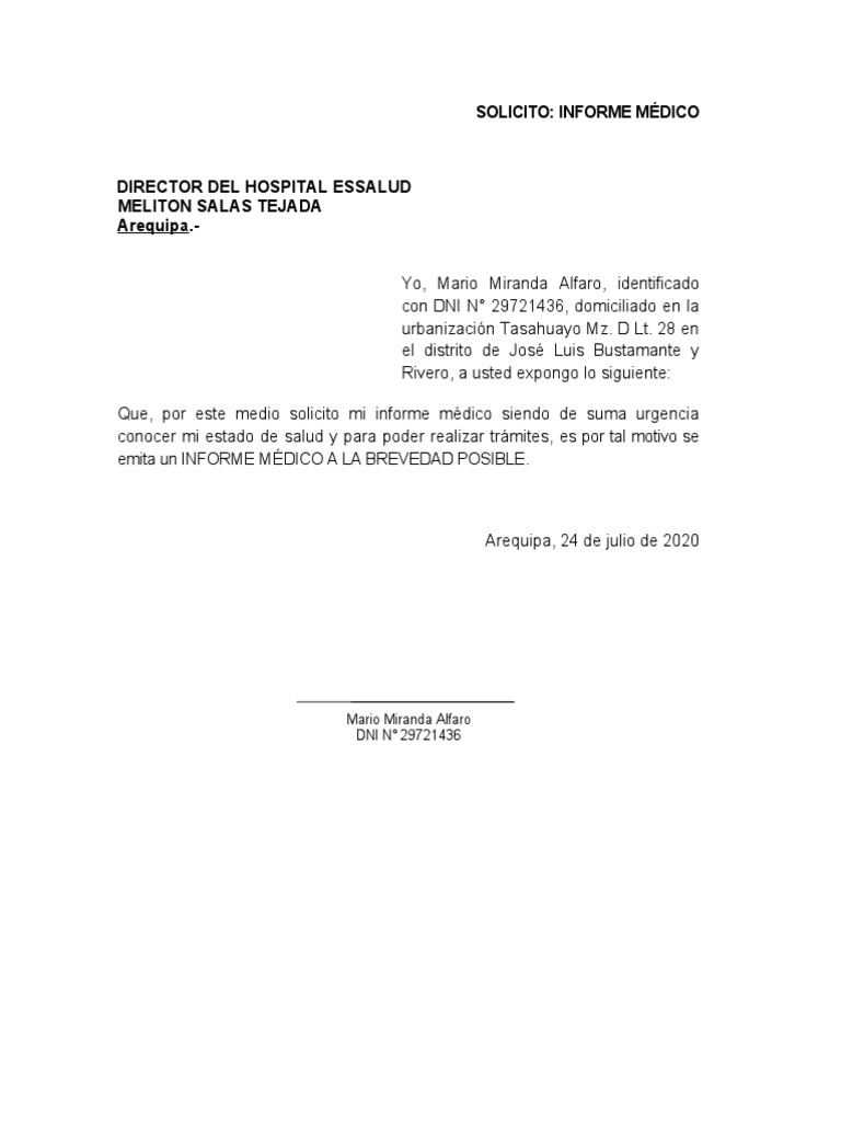 Solicito Informe Medico | PDF