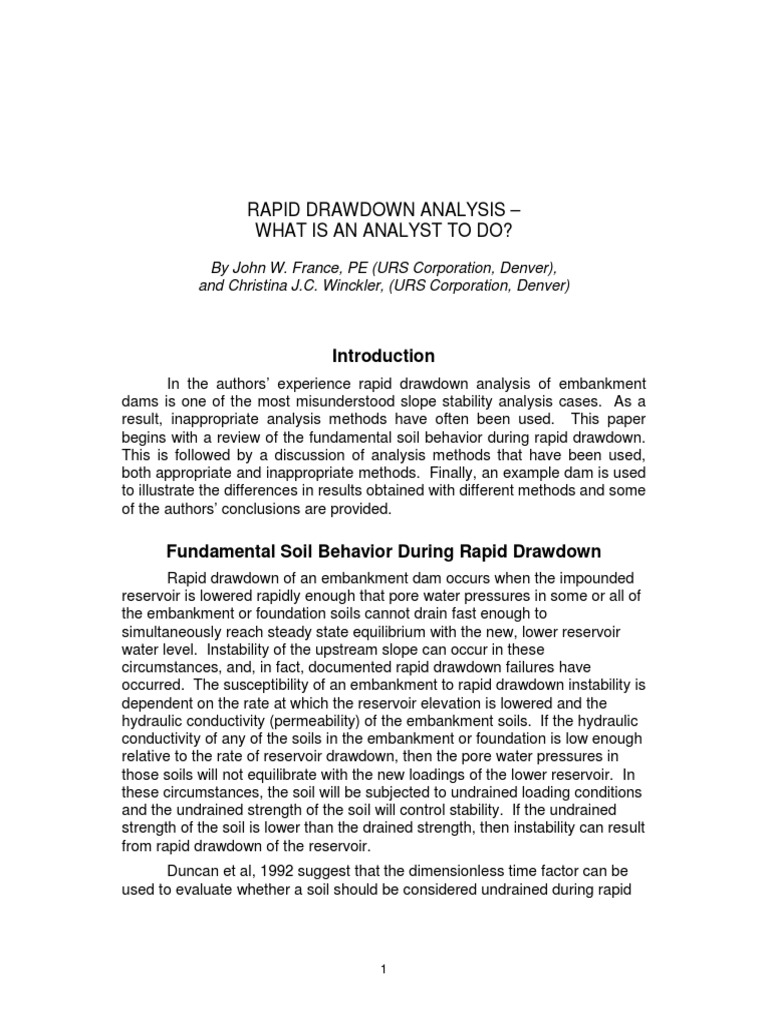 Rapid Drawdown Analysis - What Is An Analyst To Do? | PDF | Soil ...