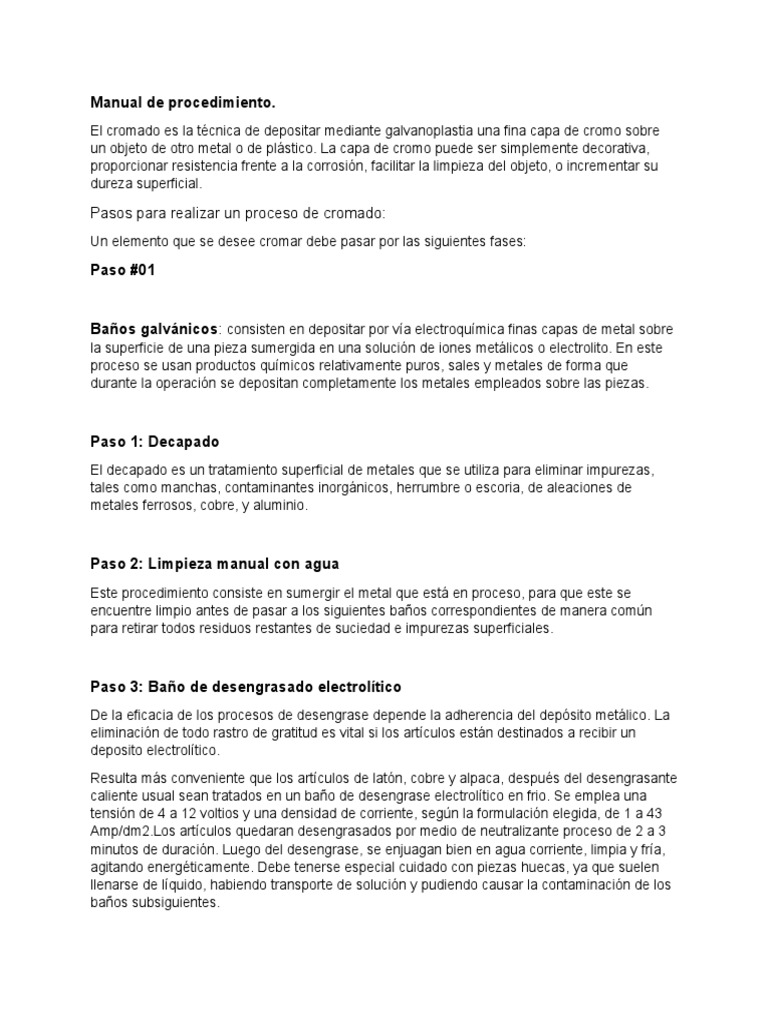 Proceso de Cromado Paso a Paso | PDF | Cobre | Corrosión