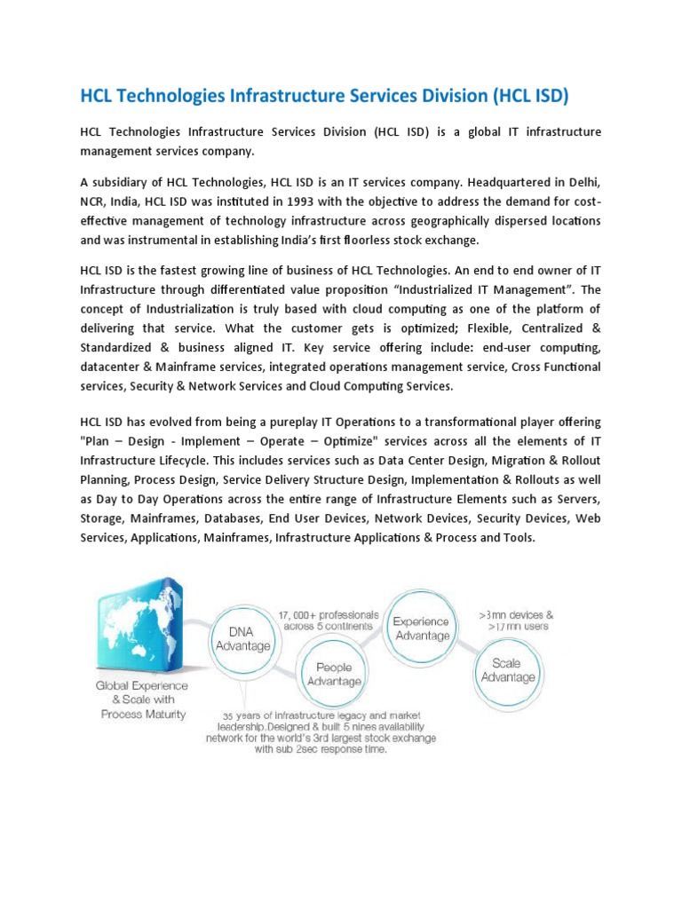 HCL Technologies Infrastructure Services Division | PDF | Mainframe ...