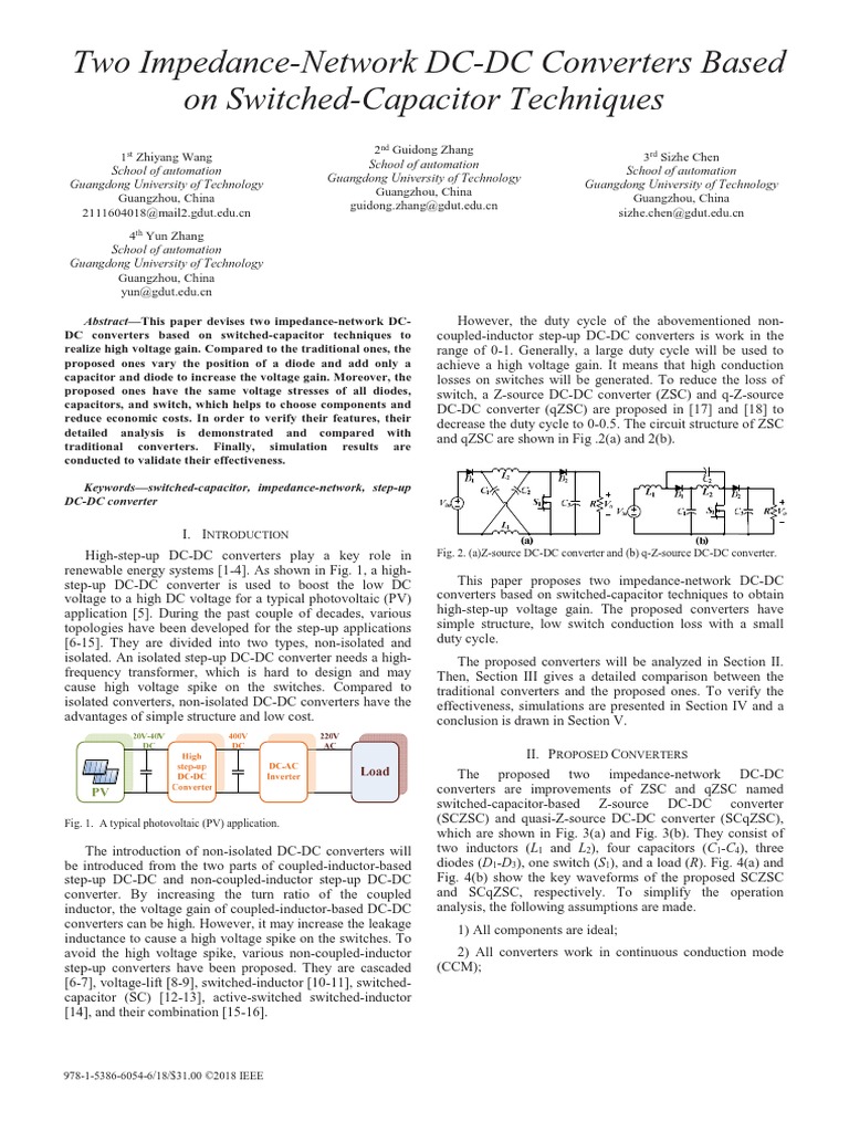 Two Impedance-Network DC-DC Converters Based On Switched-Capacitor ...