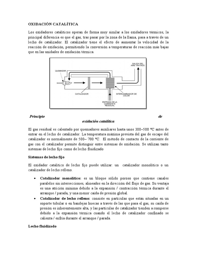 Oxidacion Catalitica | PDF | Catálisis | Gases