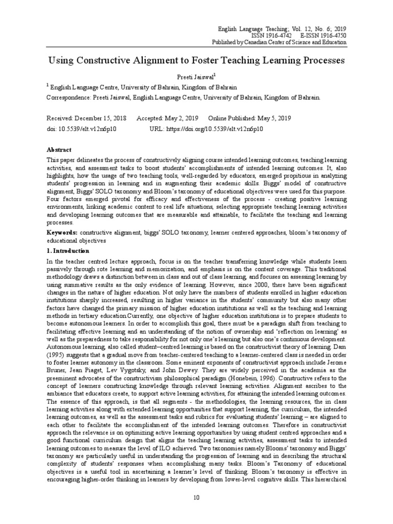 Constructive Alignment 1 PDF | Download Free PDF | Constructivism (Philosophy Of Education ...