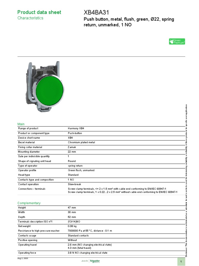 Harmony XB4 - XB4BA31 PDF | PDF | Screw | Electrical Engineering