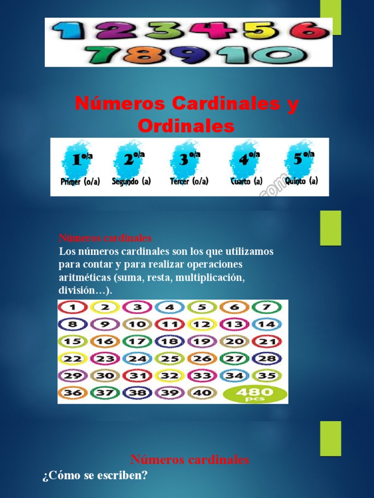 Diapositiva Numeros Ordinales y Cardinales | PDF | Enseñanza de ...