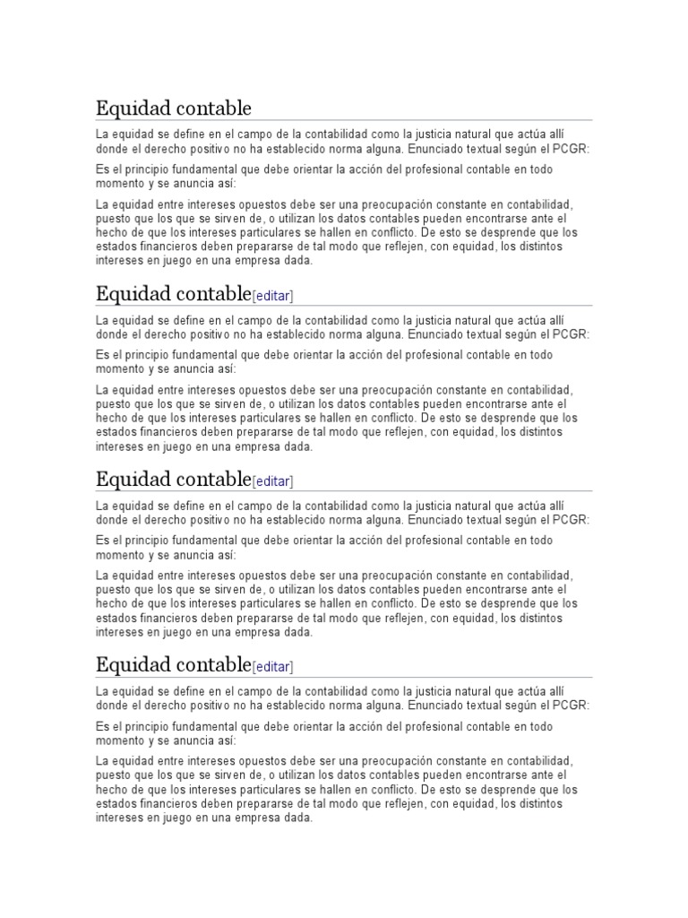 Principio de Equidad en Contabilidad | PDF | Contabilidad | Estado ...