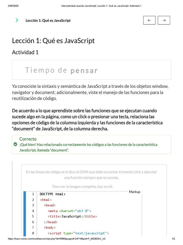 Interactividad Usando JavaScript - Lección 1 - Qué Es JavaScript ...
