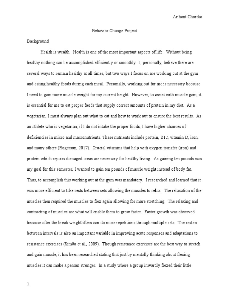Behavior Change Project | PDF | Strength Training | Nutrients