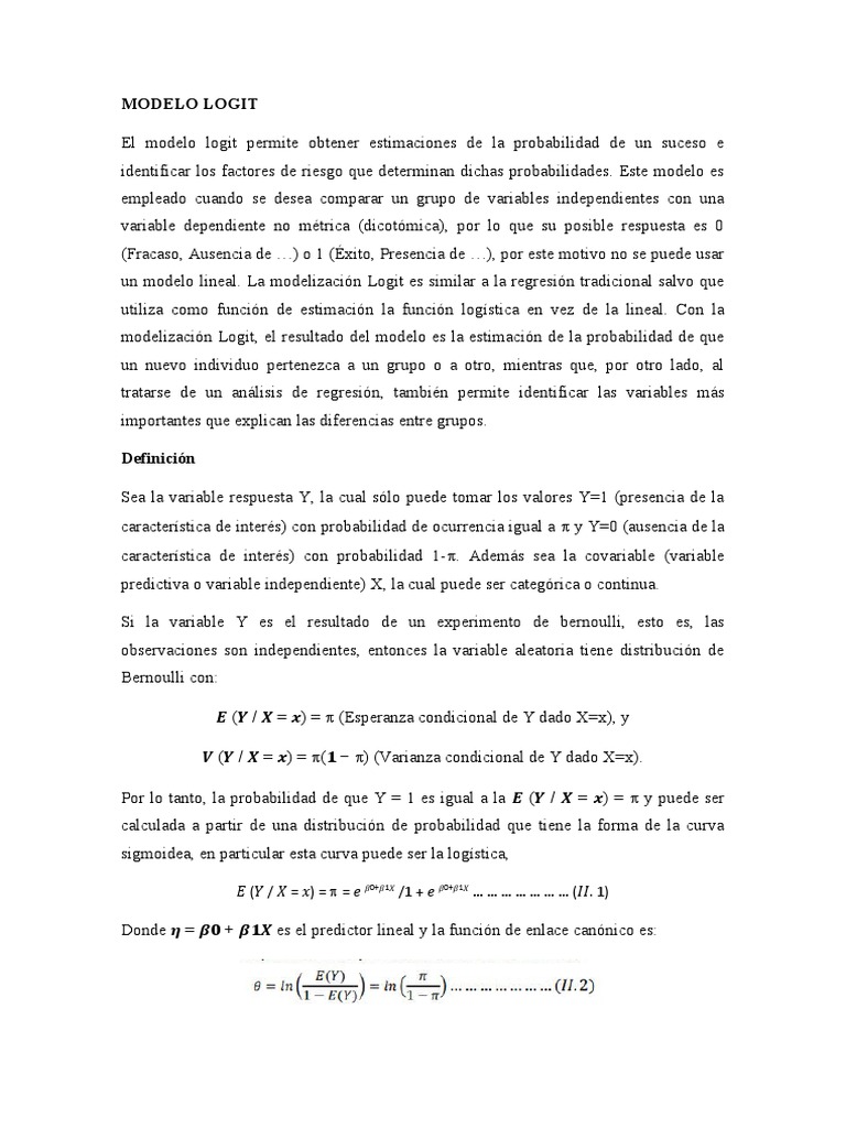 MODELO LOGIT-probit | PDF | Regresión logística | Teoría estadística