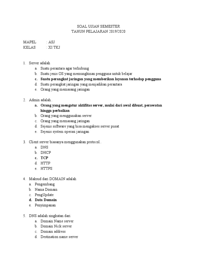 Soal Ujian Semester Genap Asj | PDF