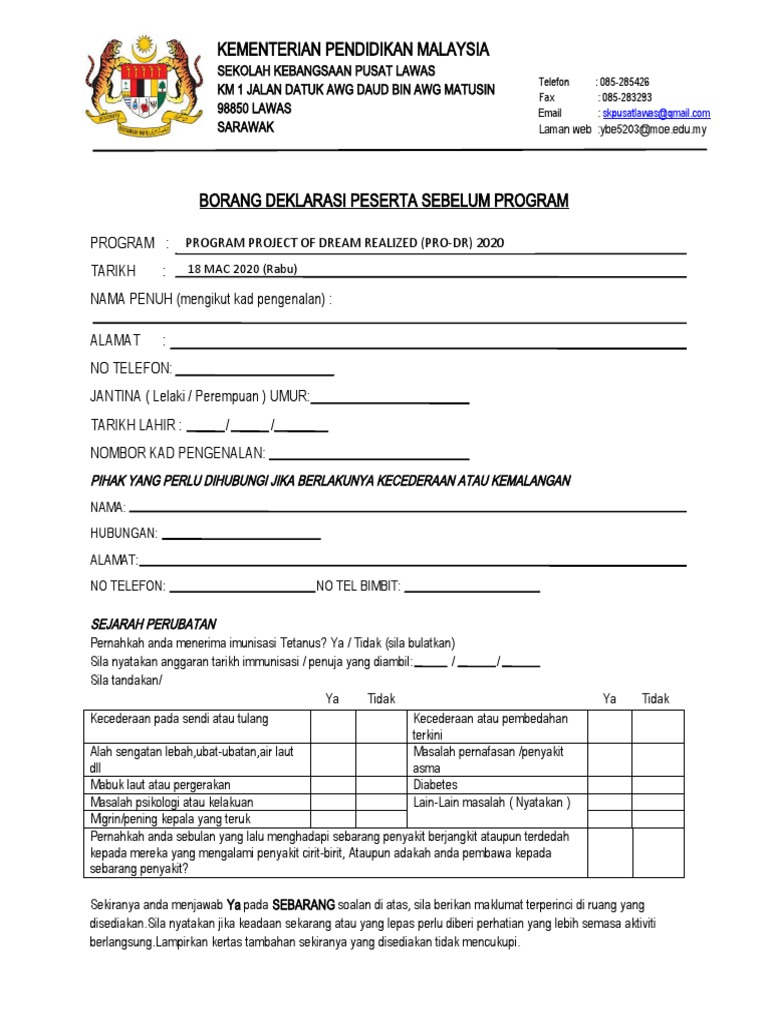 Borang Deklarasi | PDF