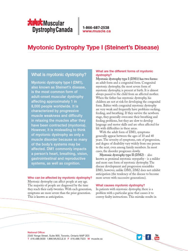 Myotonic Dystrophy Type I (Steinert's Disease) | PDF | Muscular ...