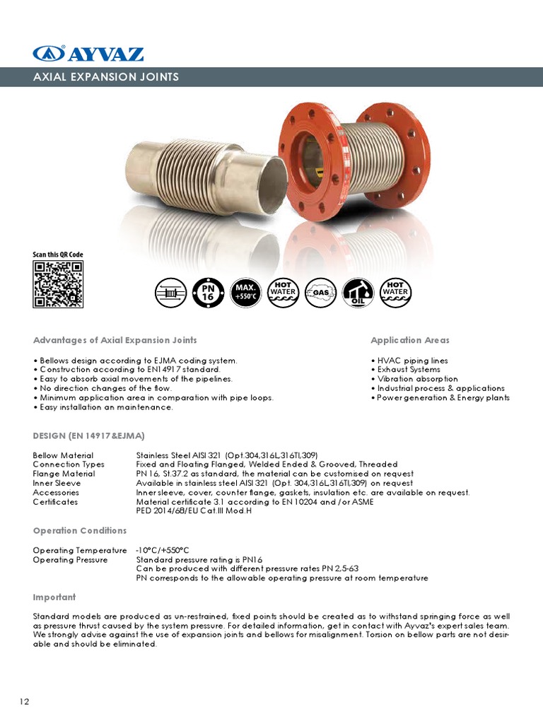 Ayvaz Axial Expansion Joint ENG | PDF | Pipe (Fluid Conveyance ...