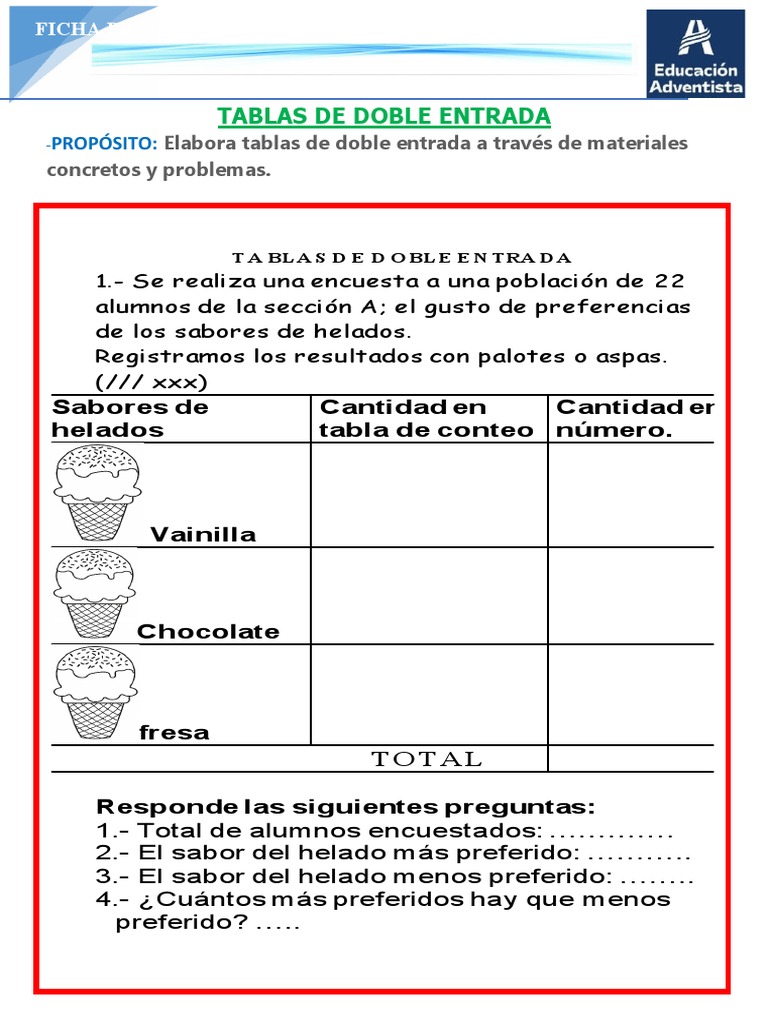 Matematica Cuadros de Doble Entrada Completo | PDF