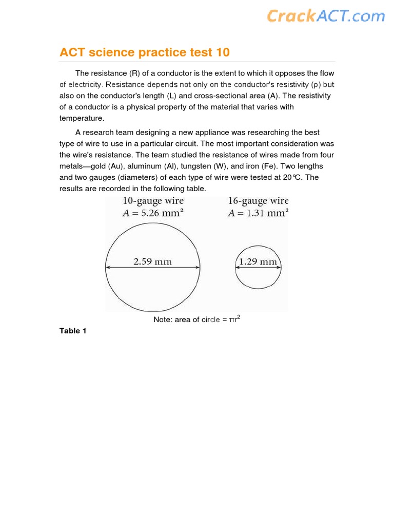 ACT Science Practice Test 10: Resistance & Evolution | PDF | Electrical ...