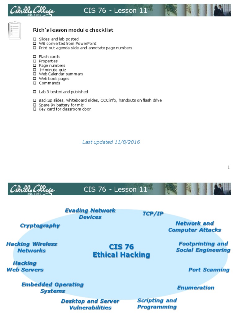 CIS 76 - Lesson 11: Rich's Lesson Module Checklist | PDF | Embedded ...