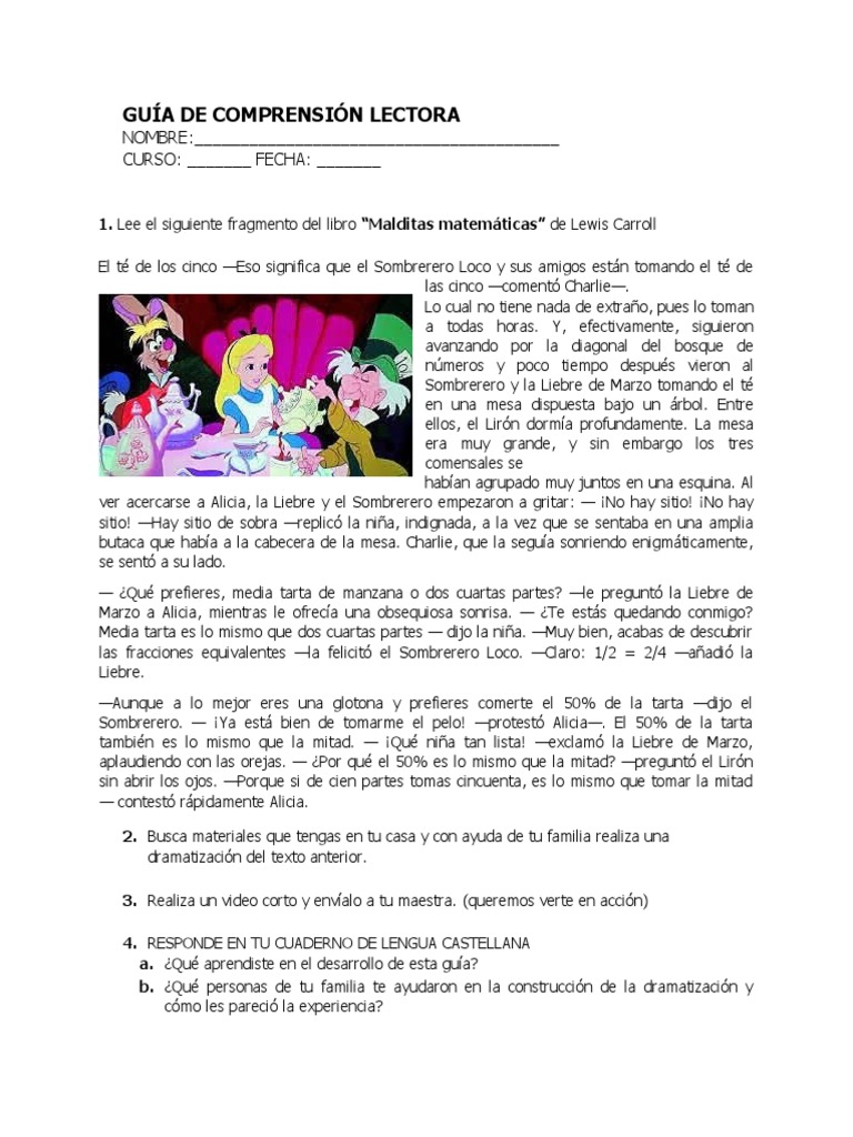 Guía de comprensión lectora y dramatización: Un viaje a la Mesa del Té ...