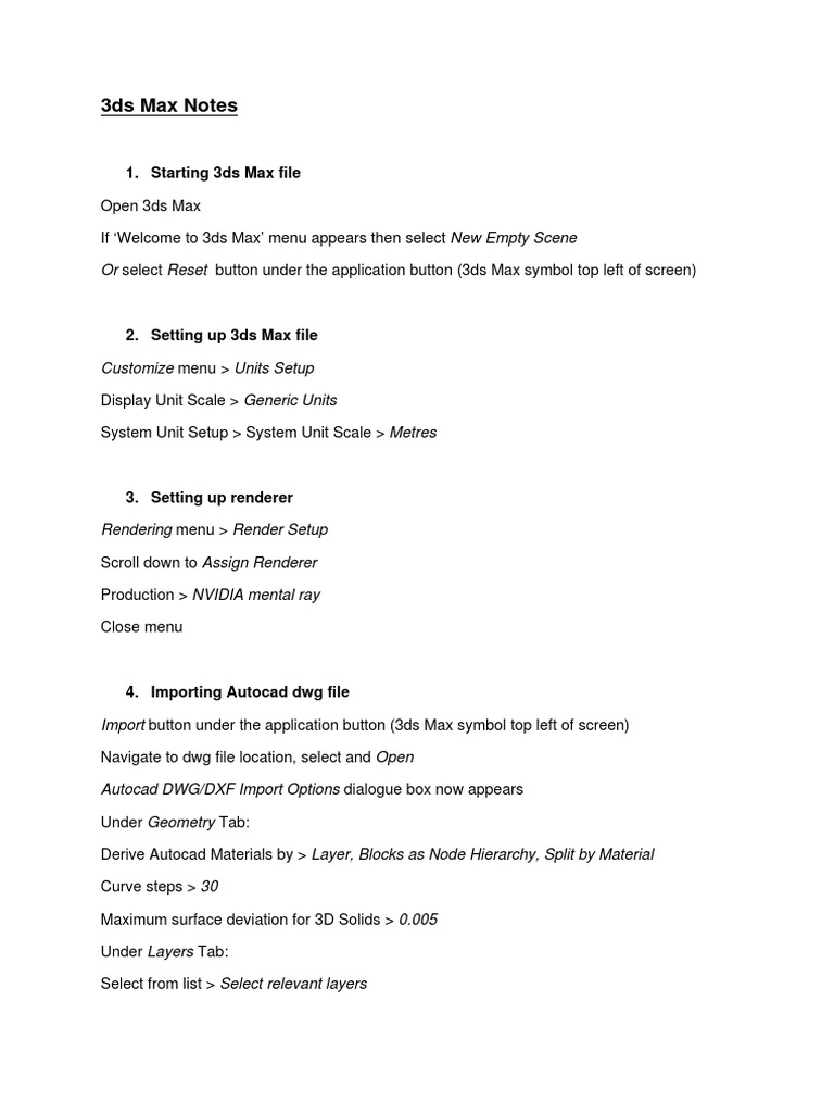 3ds Max Notes | PDF | Autodesk 3ds Max | Auto Cad